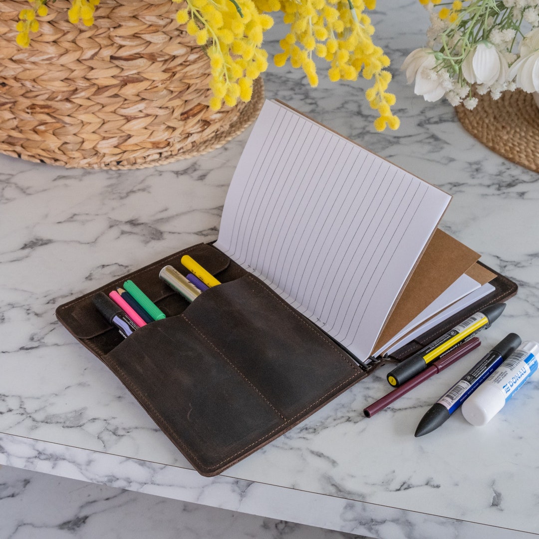 Leather Journal Cover A5, Leather Journal Cover Refillable ...