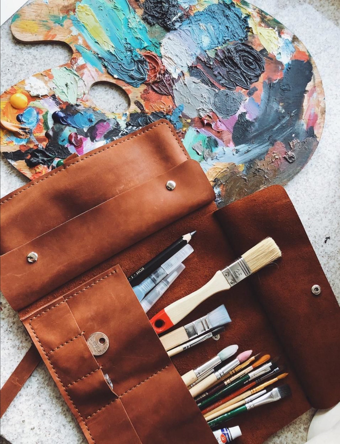 Leather Artist Rollpencil Roll Caseleather Brush - Etsy UK