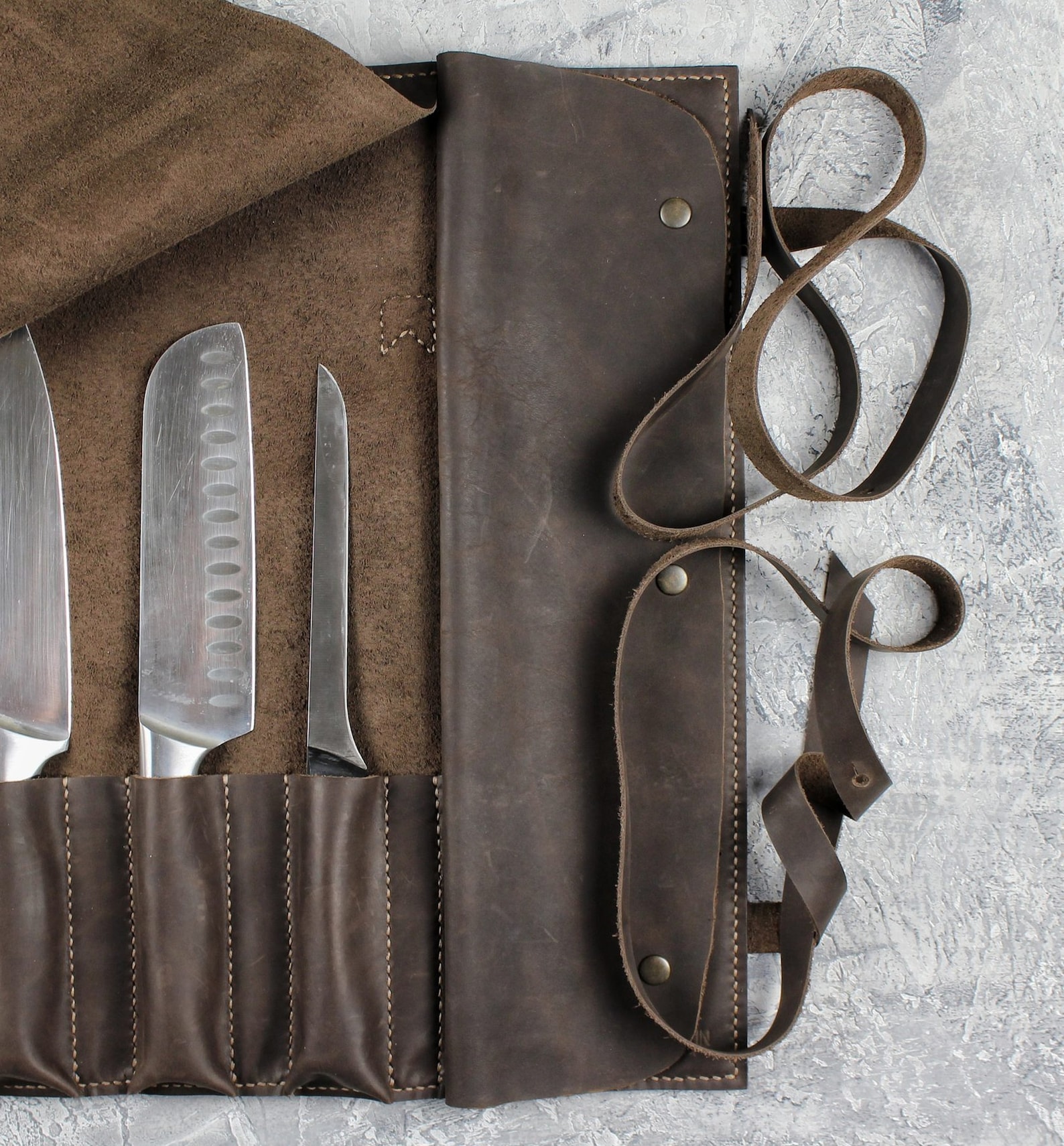 Leather Knife Rollleather Knife Bagleather Knife Casechef - Etsy