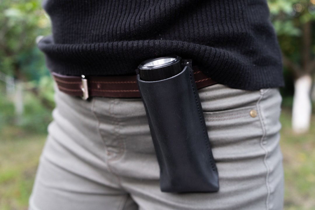 Leather Flashlight Holster,flashlight Belt Carrier,leather Flashlight ...