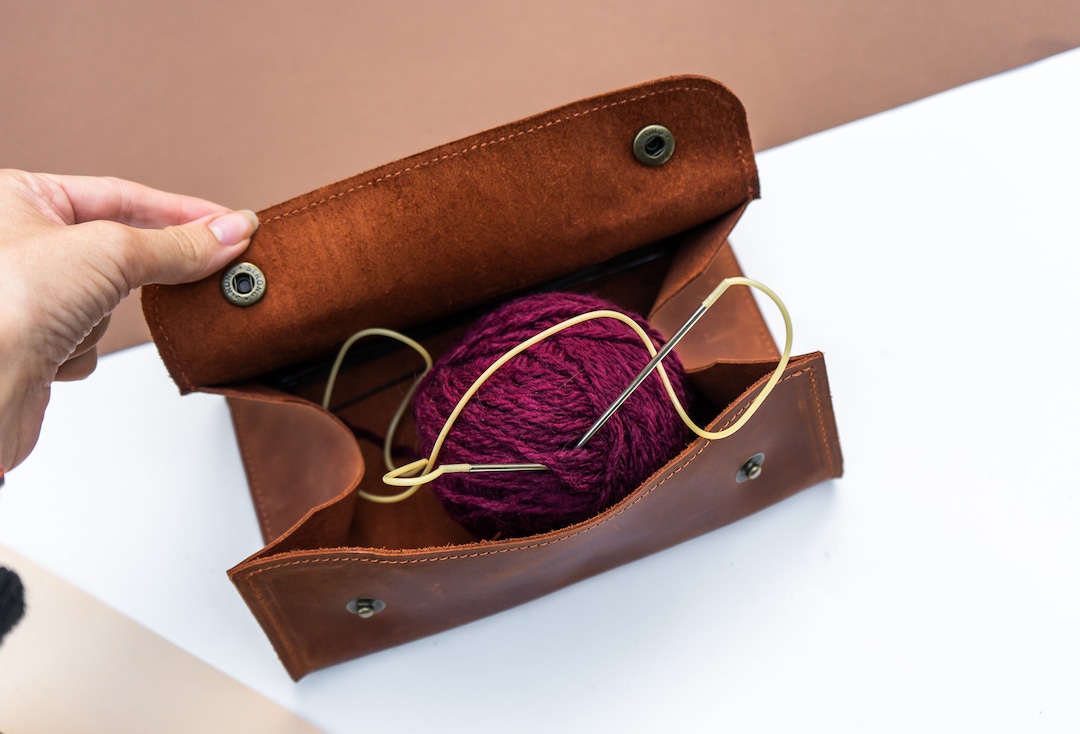 Leather Knitting Case,leather Notion Case,leather Knitting Accessories ...
