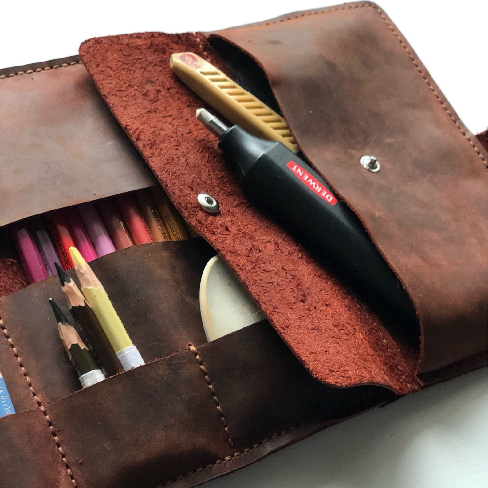 Leather Artist Rollpencil Roll Caseleather Brush - Etsy