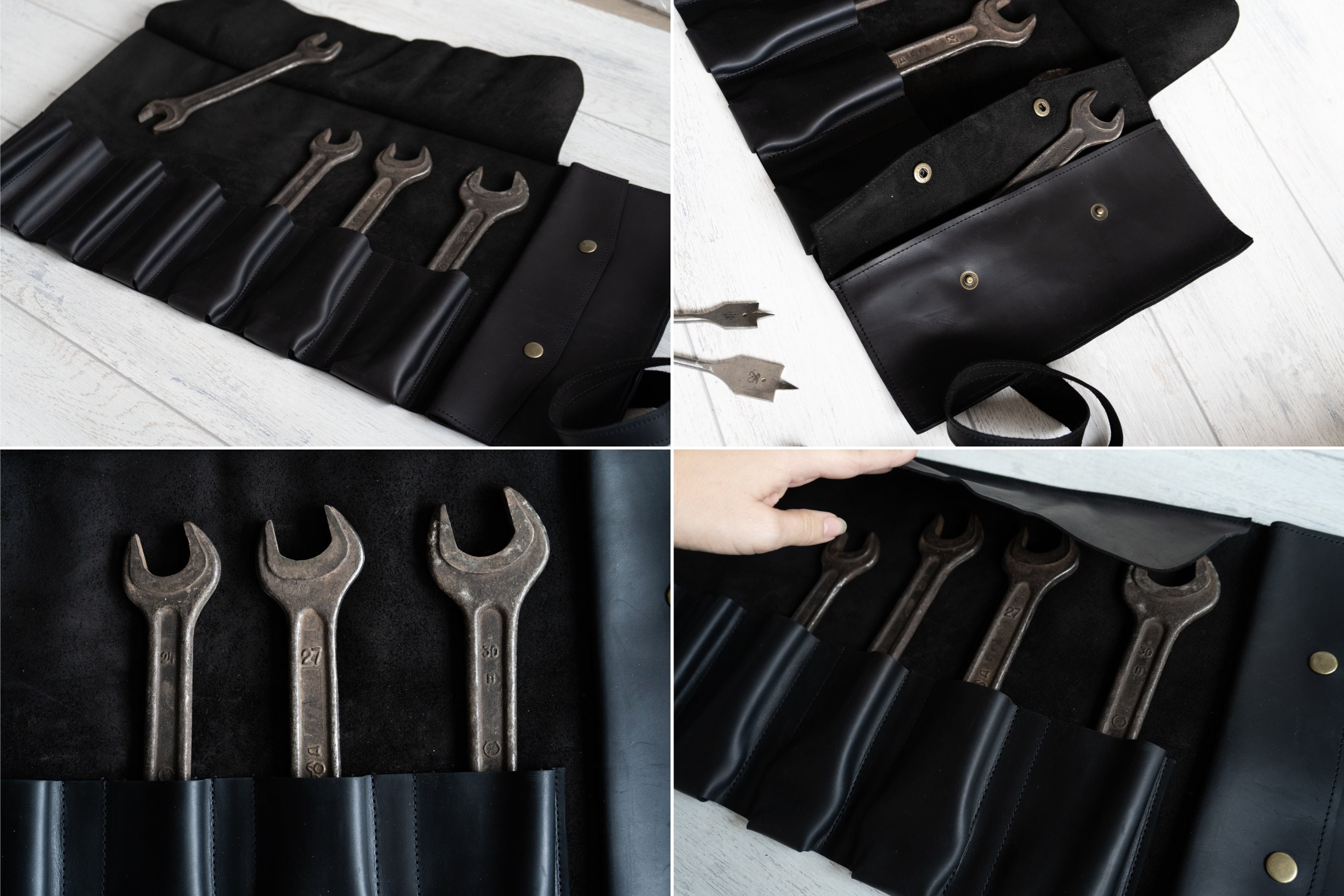 Leather Tool Roll for Motorcycle, Personalized Tool Wrap, Custom Tool ...