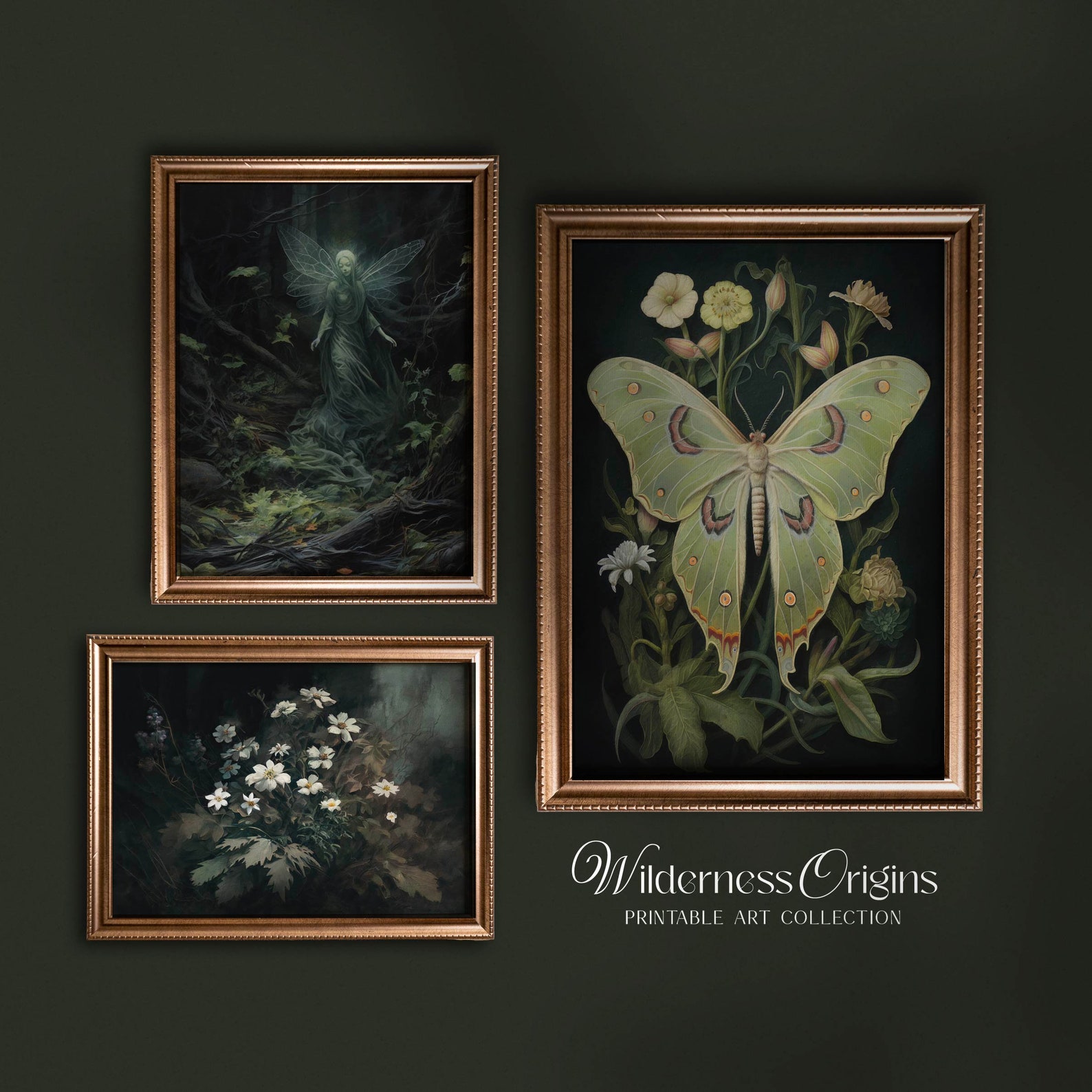 DARK FOREST / Set of 6 / Dark Academia Aesthetic, Flora, Fauna, Moth ...