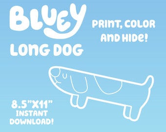 Bluey Long Dog Print - Etsy Australia