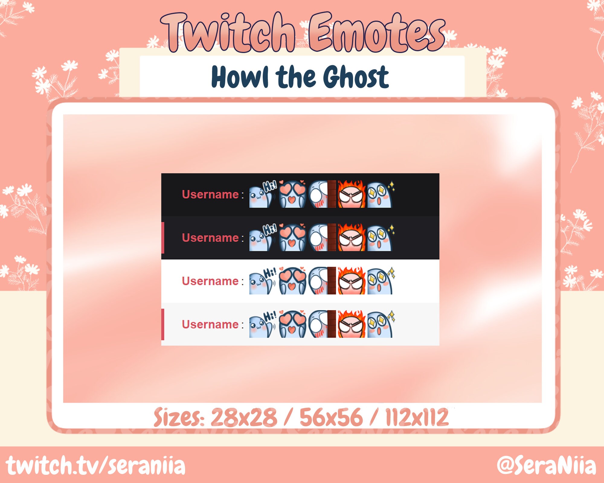 Cute Ghost Emote Pack Howl the Ghost, Twitch, Youtube, Spooky, Spirit ...