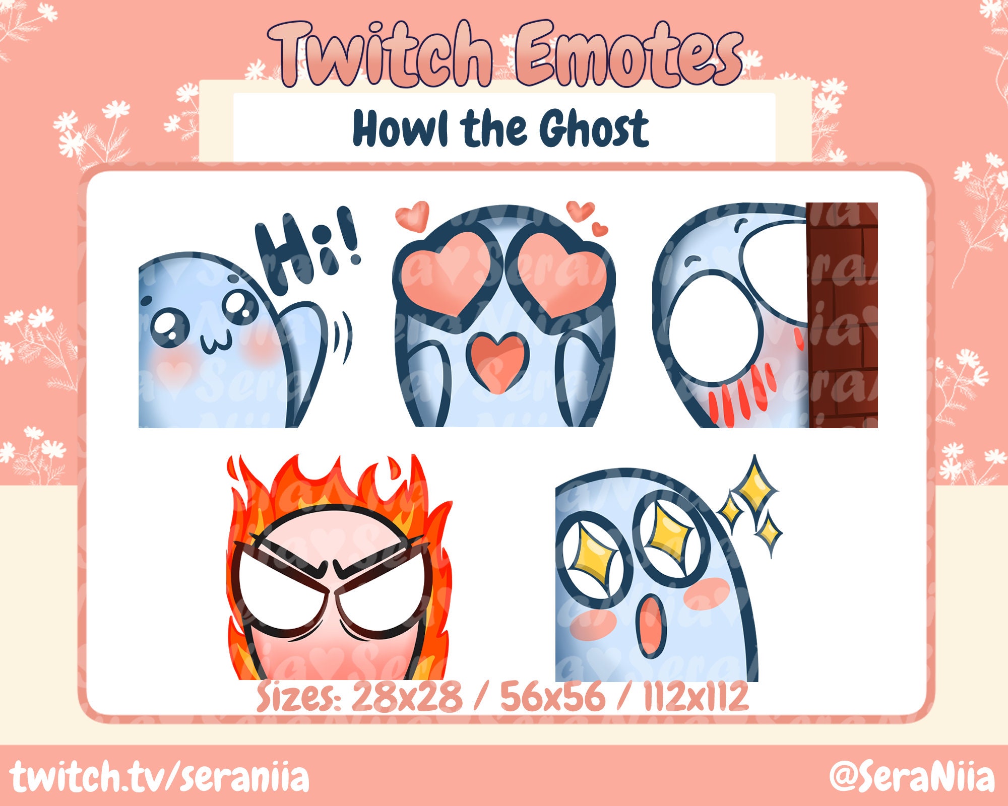 Cute Ghost Emote Pack Howl the Ghost, Twitch, Youtube, Spooky, Spirit ...