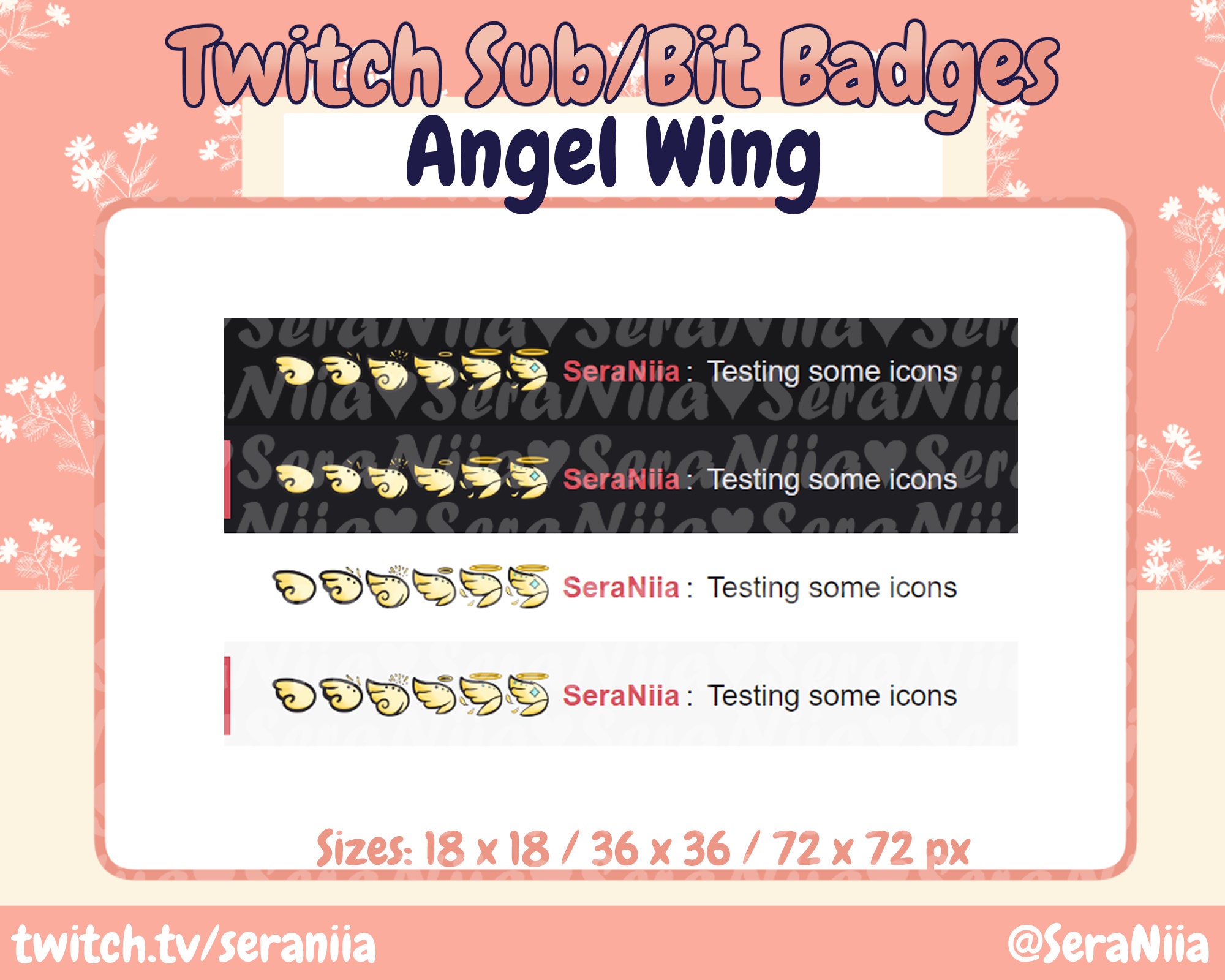 Cute Angel Wing Sub and Bit Badge for Twitch, Youtube, Streamers ...
