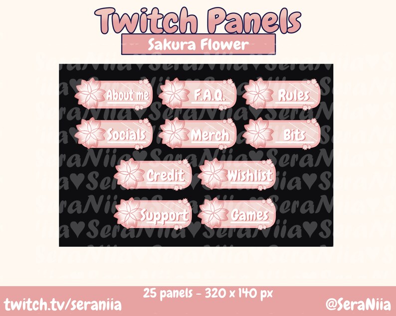 Cute Sakura Cherry Blossom Twitch Panels for Streaming/streamers and Vtubing/vtubers - Etsy