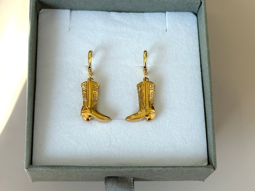 GOLD Cowboy Boot Earrings • Coastal Cowgirl Gift • Country and Western ...