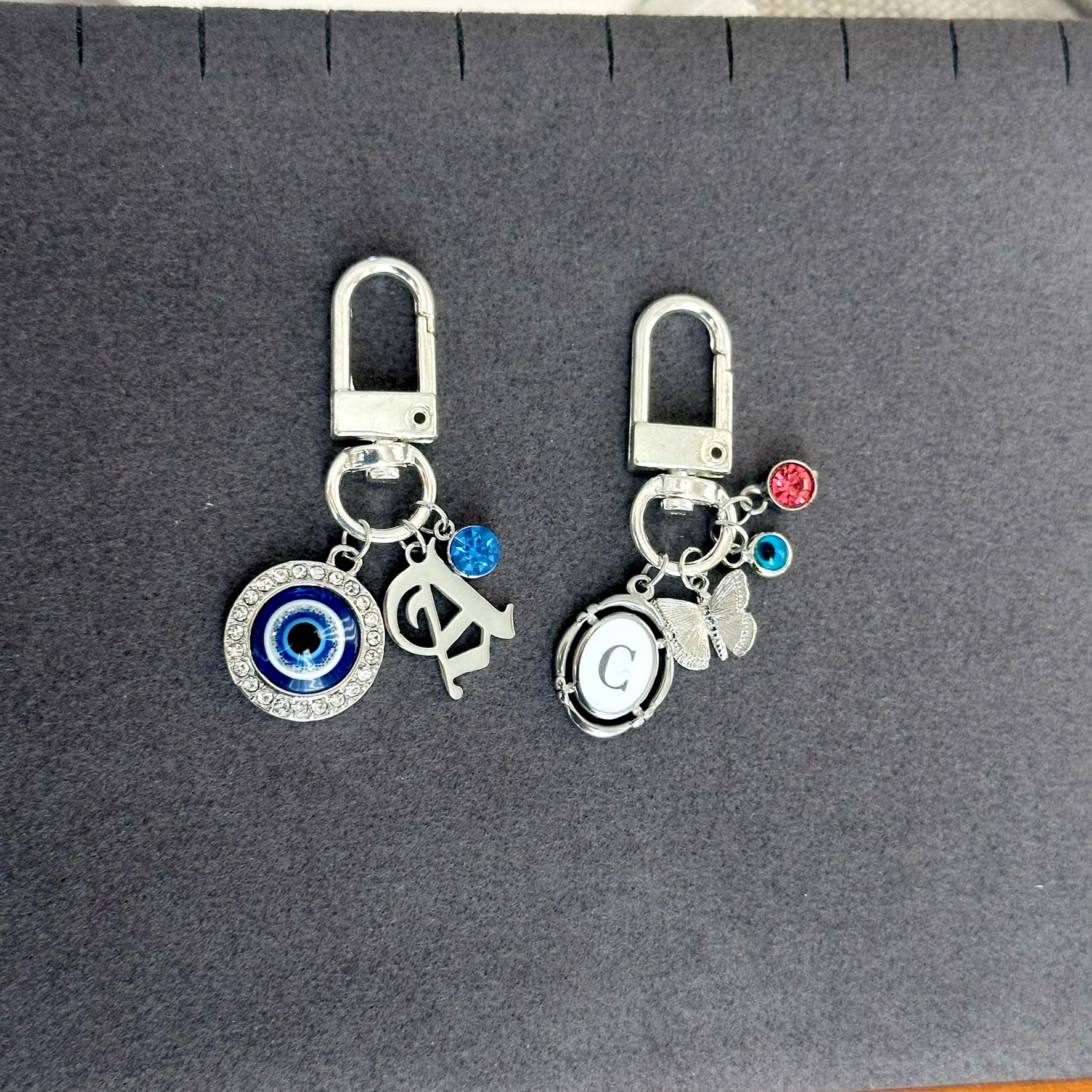 Initial Bag Charm, Custom Handbag Key Holder, Silver Purse Chain ...