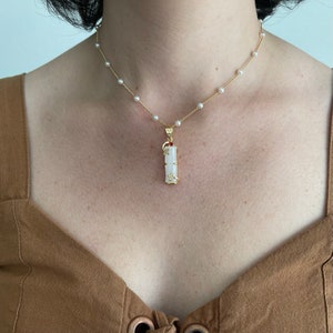 18K GOLD Lucky Jade Necklace Emerald Healing Stone Four Leaf Lucky ...