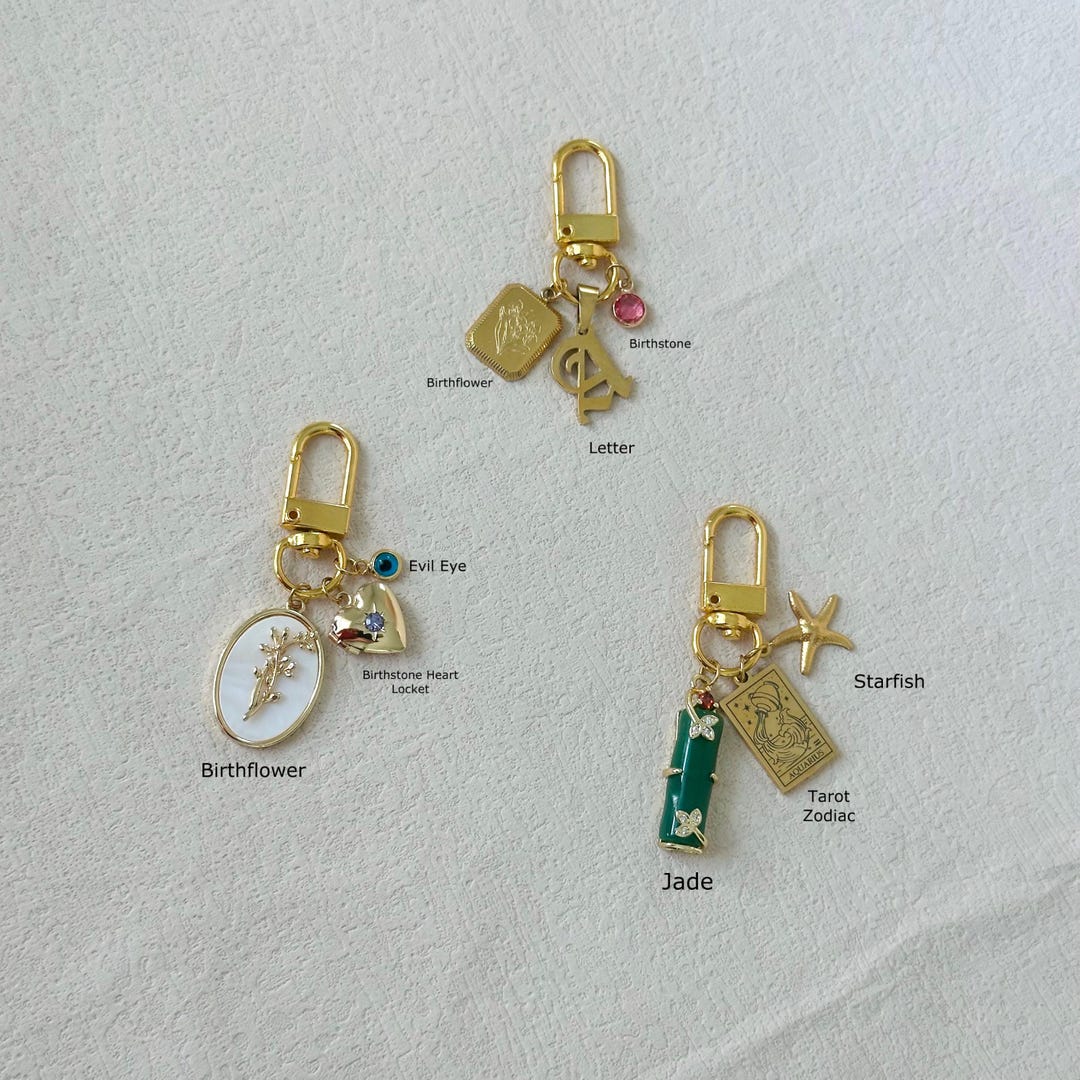Personalized Charm Keychain for Women • Bag Charms Holder • Gold Purse ...