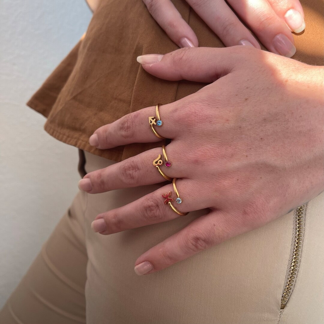 GOLD Zodiac Sign Constellation Ring Christmas Gift for Best Friends ...