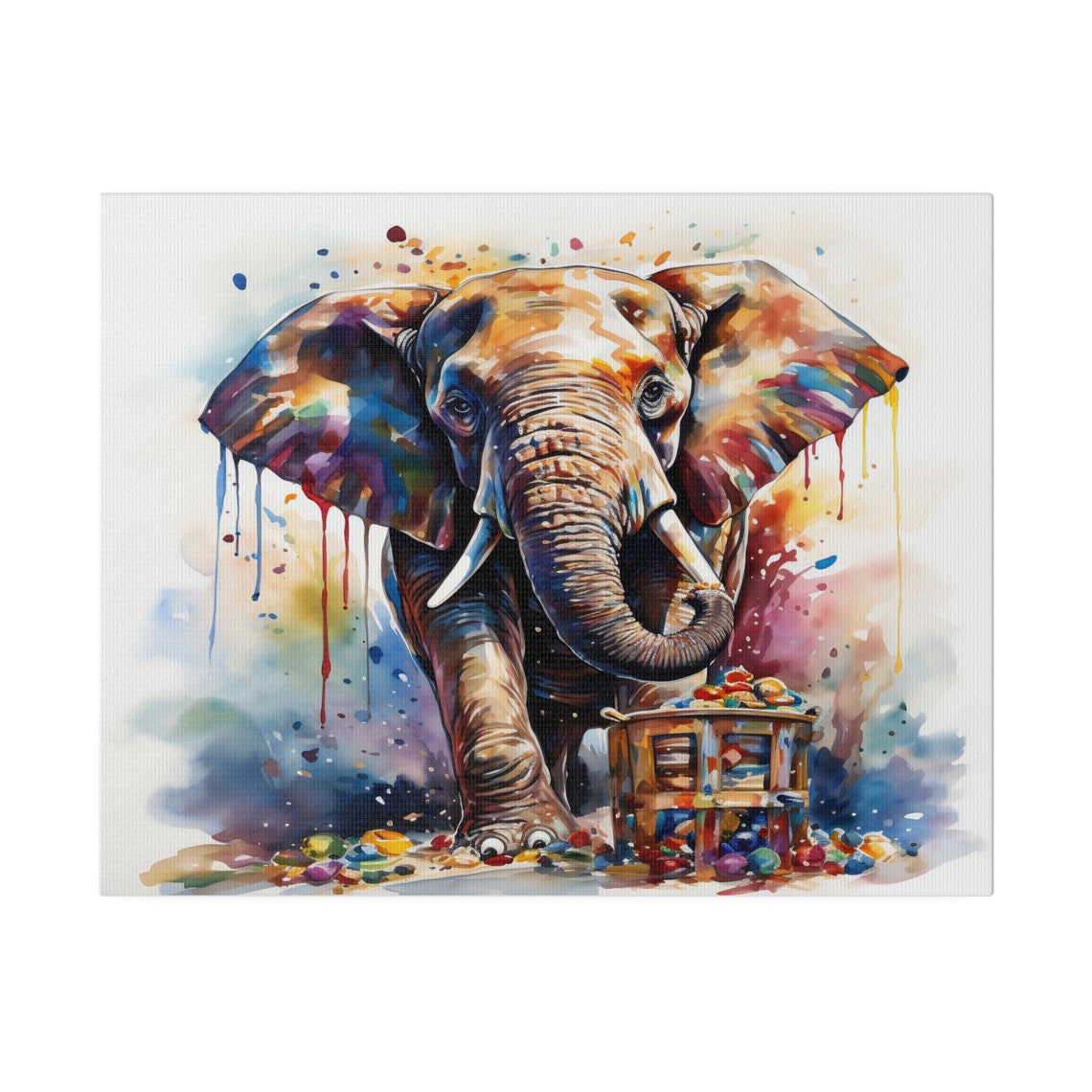 Color Splash Elephant Canvas Print Midjourney AI Digital Print Elephant ...