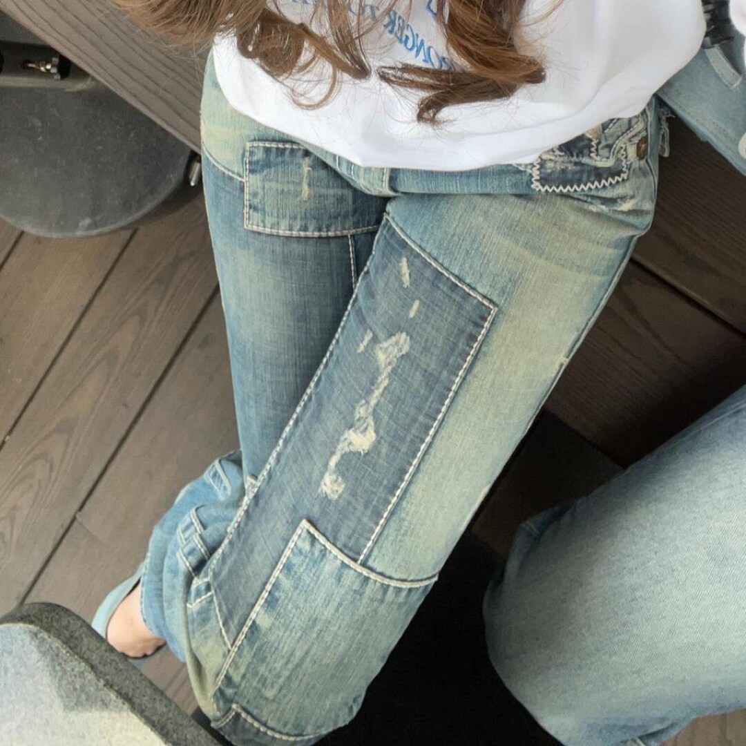 True Religion Jeans Trousers Bottoms Patchwork Mesh Summer Fairy ...