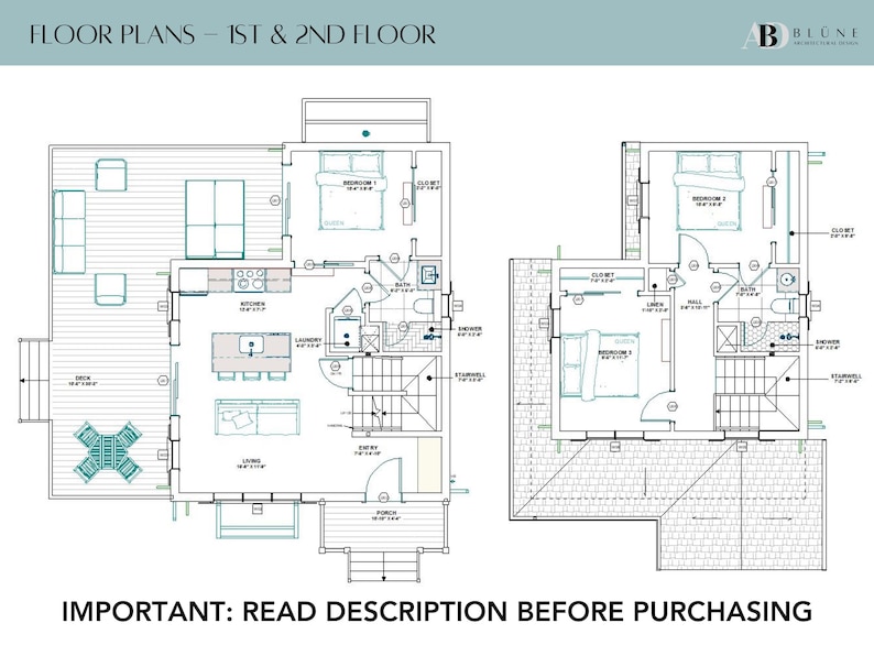 24x31 3 Bedroom House Plans Two Storey Home Plans 1200 SF ADU Plans 3 ...