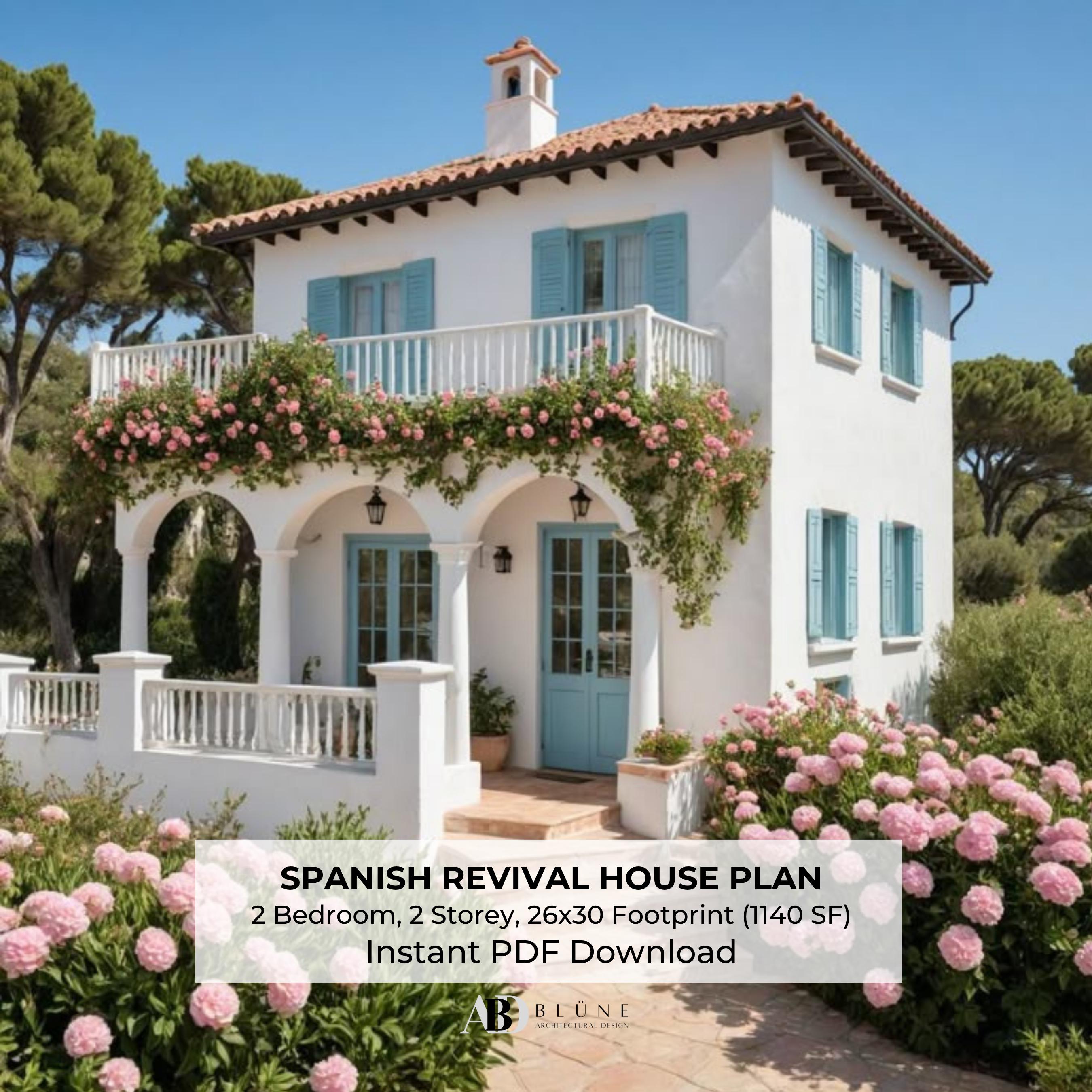 Spanish Revival House Plans With Material List – 26x30 (1140 SF) | 2 ...