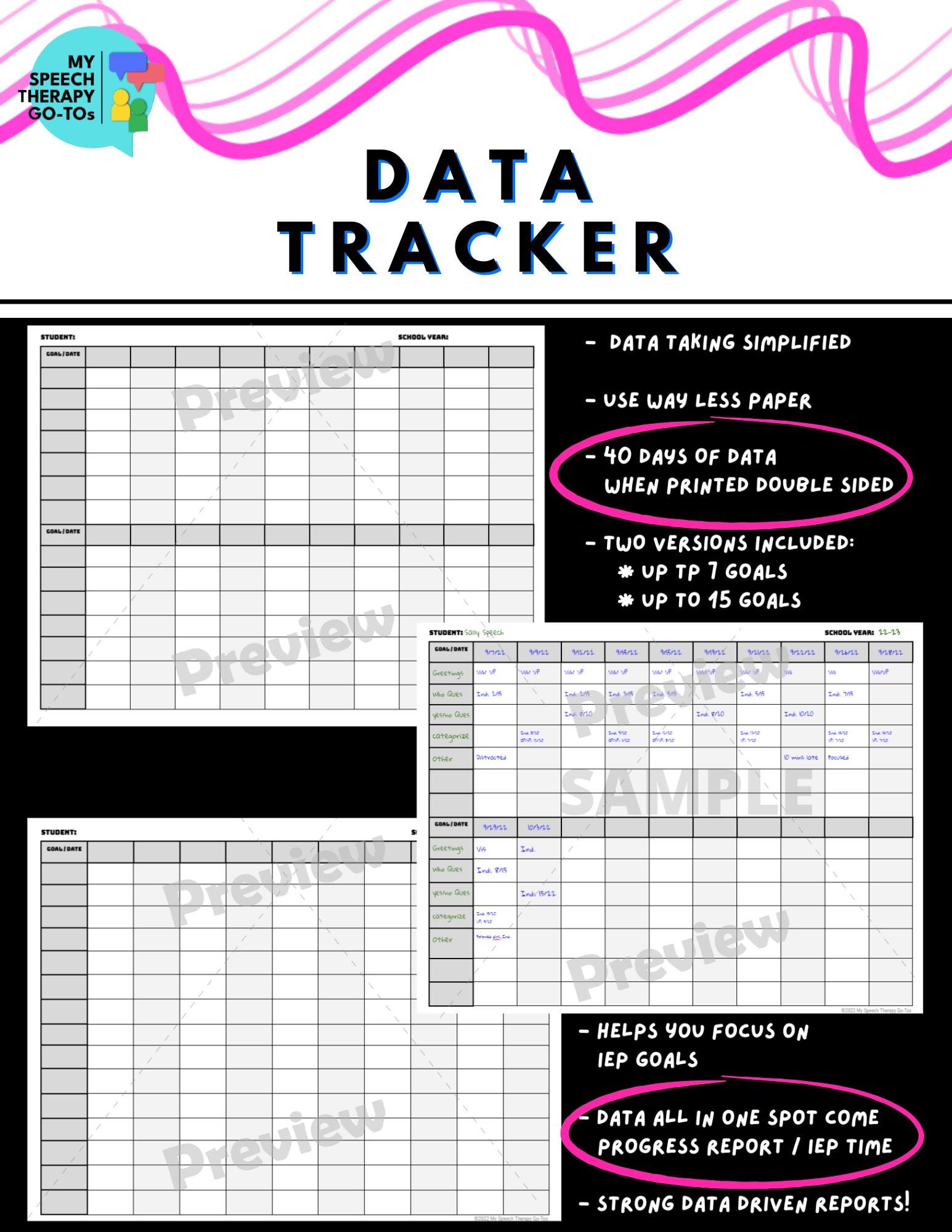 Student Data Tracker Sheet: Speech & OT Therapy Data Log (digital ...