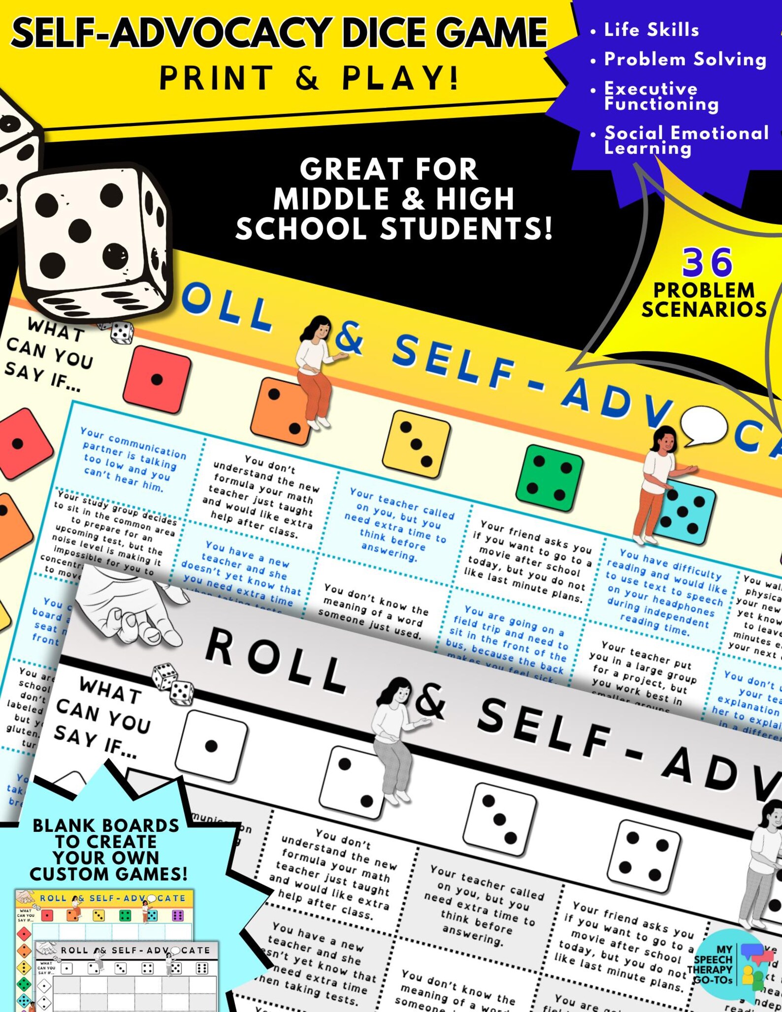 Self-advocacy Activities & Games: Social Problem Solving Scenarios and ...