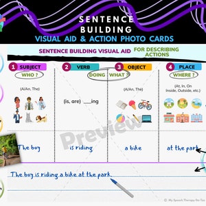 Describing Action Photos | WHO WHAT WHERE Sentence Building Template ...