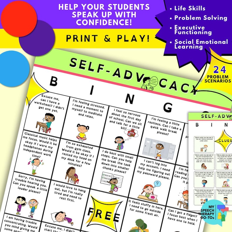Self-advocacy BINGO Game: Social Skills Practice for Teens (digital ...