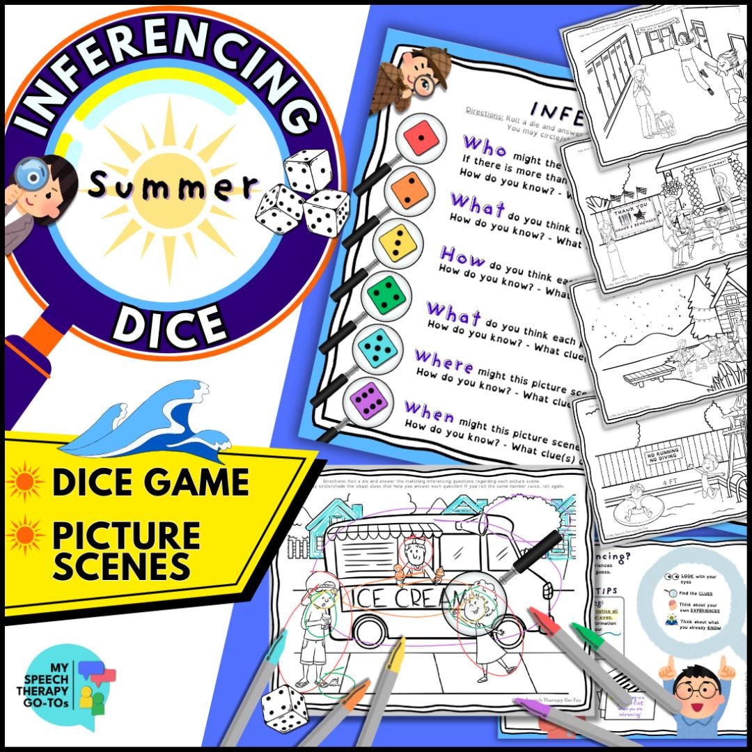 Summer Inferencing With Picture Scenes WH Questions Game ESY Making ...