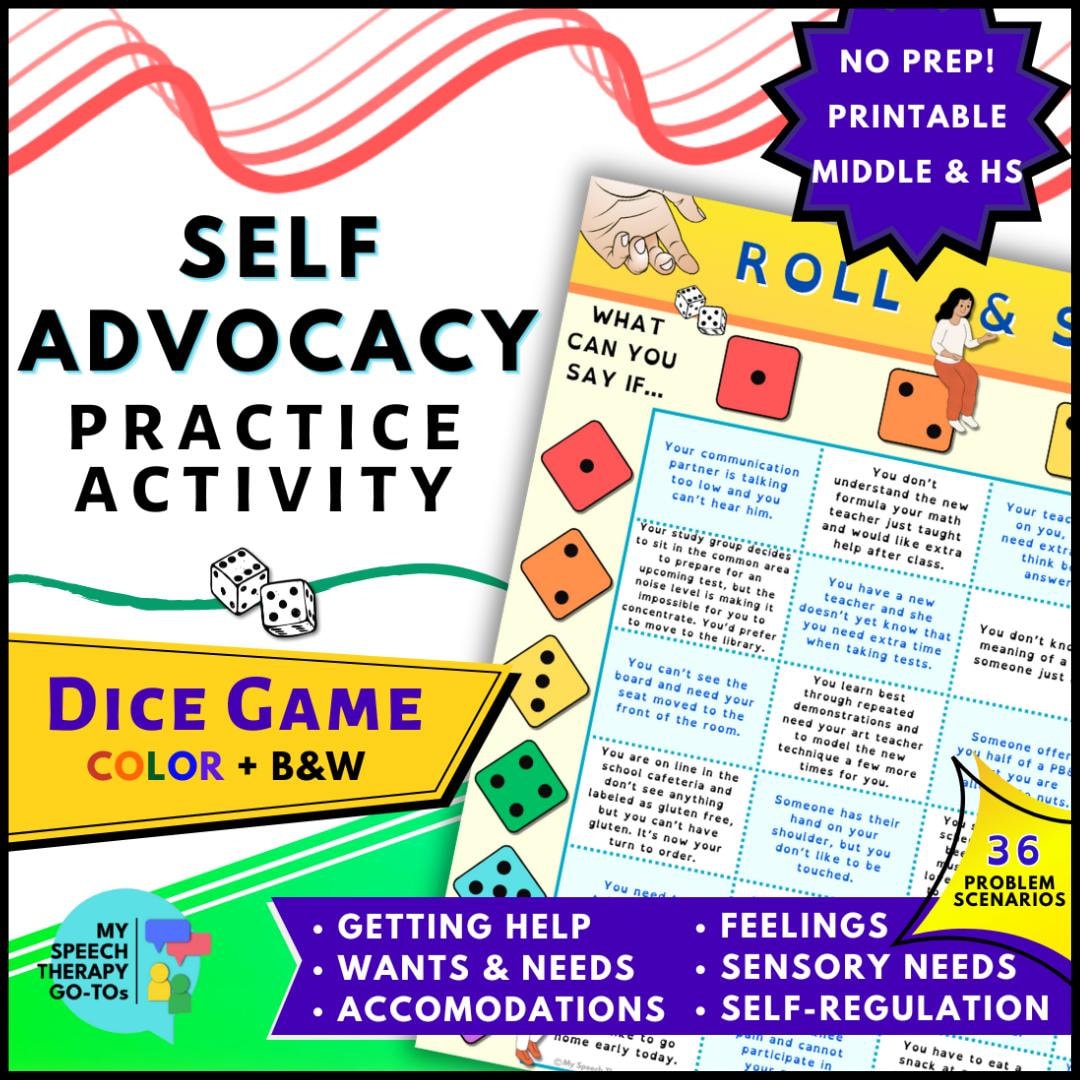 Self-advocacy Skills Practice Activity: Dice Game -social Problem ...