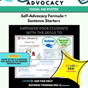 Self-advocacy VISUAL SUPPORT Asking for Help Sentence Starter Prompts ...