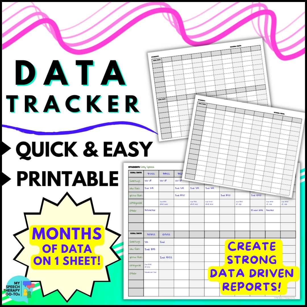 Data Collection Sheet Student Data Tracker Speech Therapy Data Tracker ...