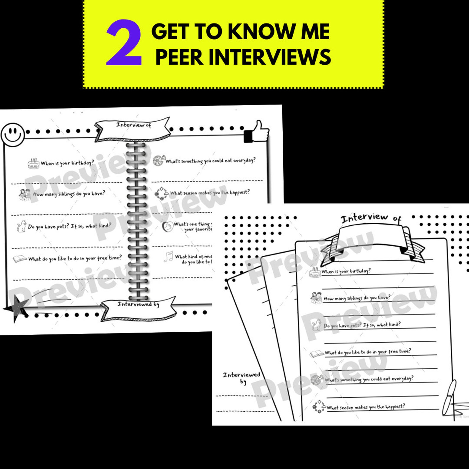 Back to School Get to Know Me Activity and Peer Interviews (digital ...