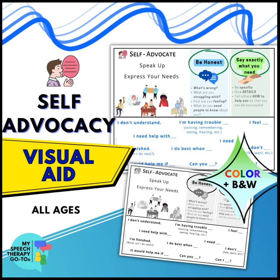 Self-advocacy VISUAL SUPPORT Asking for Help Sentence Starter Prompts ...