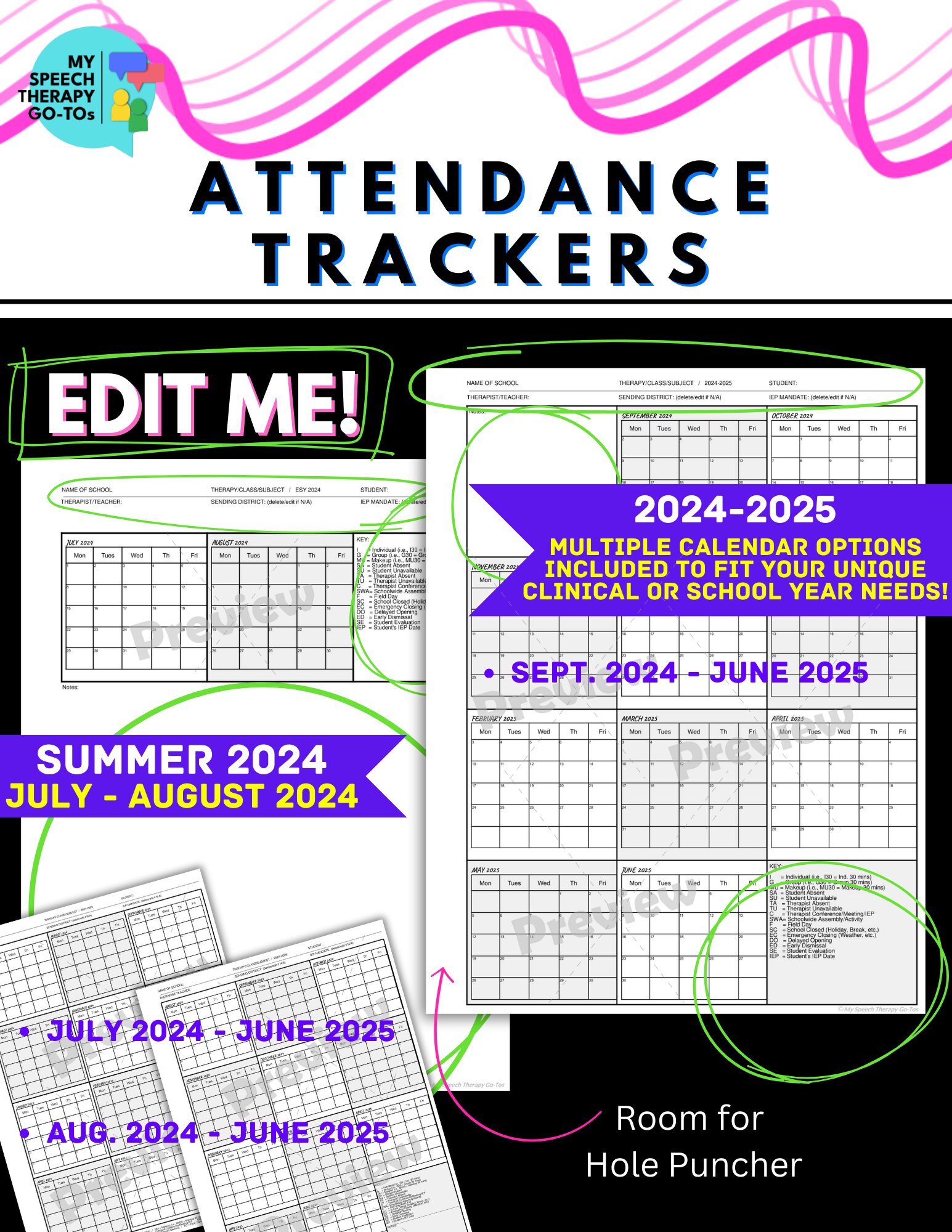 Summer ESY 2024 | 24-25 Attendance Sheet EDITABLE Attendance Tracker ...