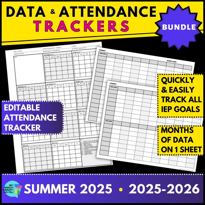 Data Collection Sheet Student Tracker + Editable Attendance Tracker ...