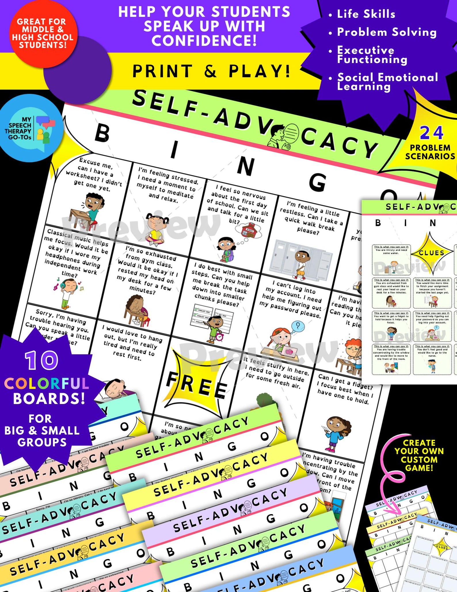 Self-advocacy Activities & Games: Social Problem Solving Scenarios and ...