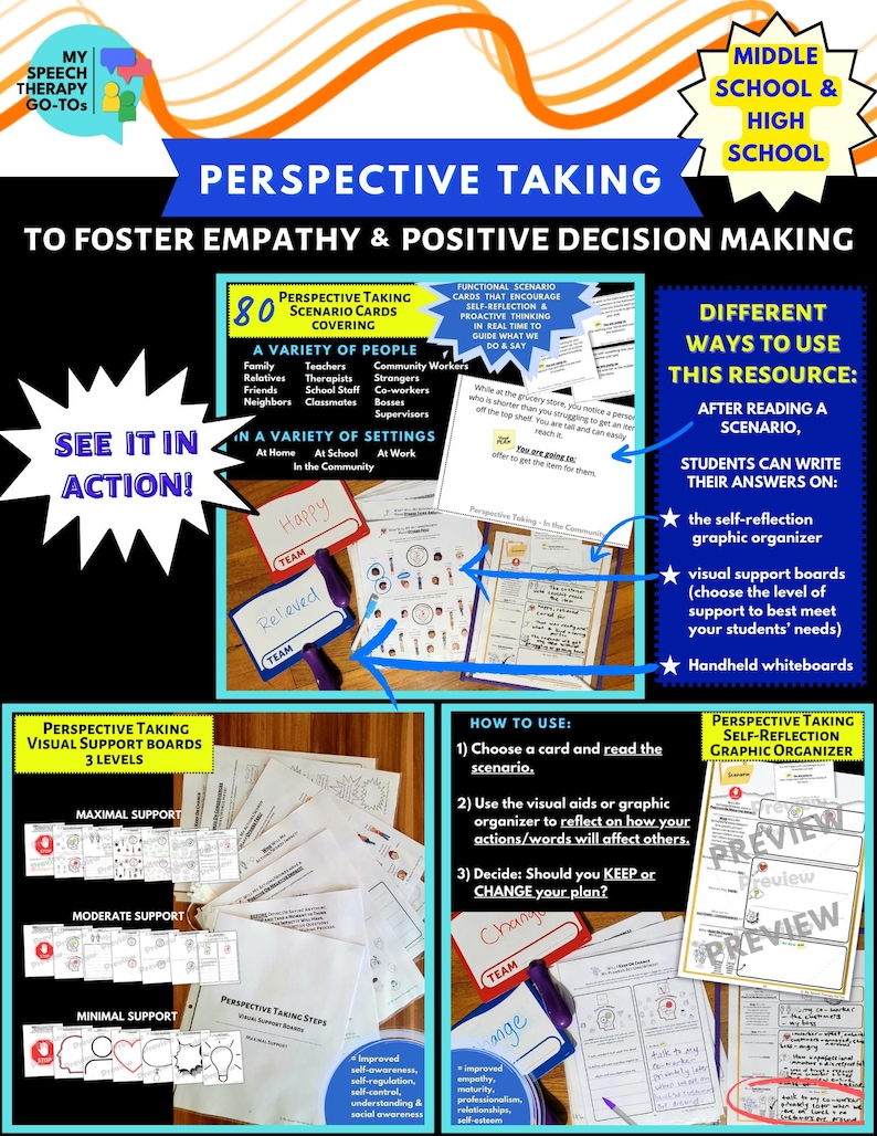 Perspective Taking & Empathy Activities Social Problem Solving Scenario ...