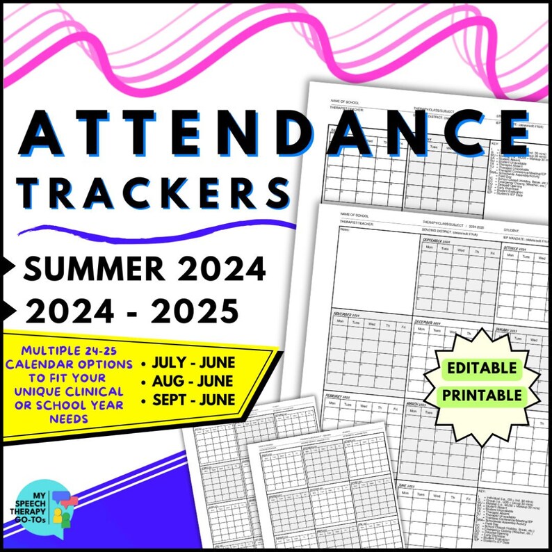 Summer ESY 2024 | 24-25 Attendance Sheet EDITABLE Attendance Tracker ...