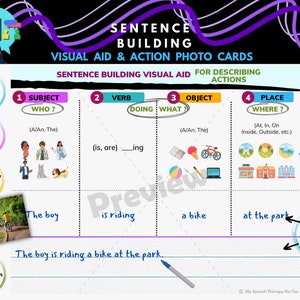 Describing Action Photos WHO WHAT WHERE Sentence Building - Etsy