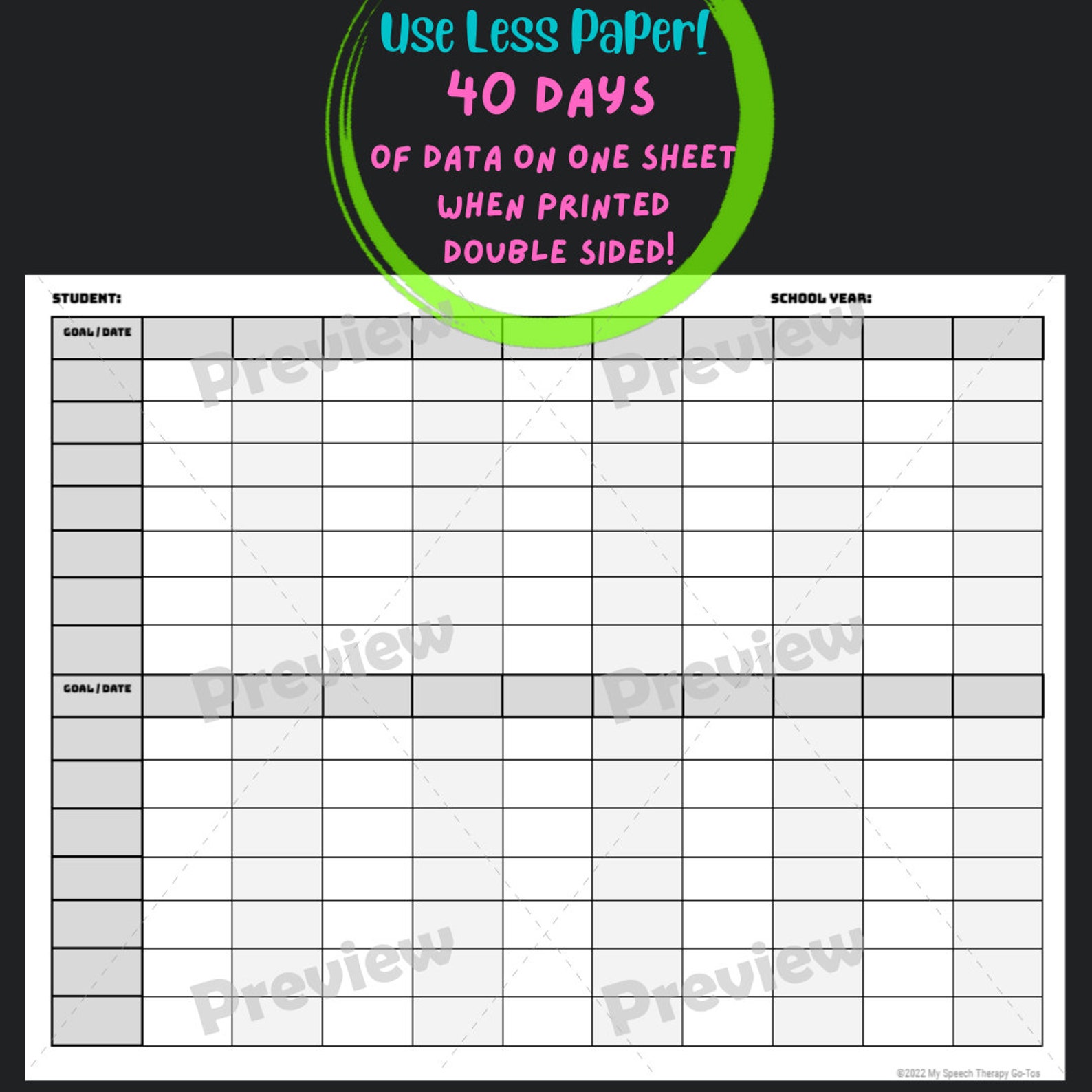 Student Data Tracker Sheet: Speech & OT Therapy Data Log (digital ...