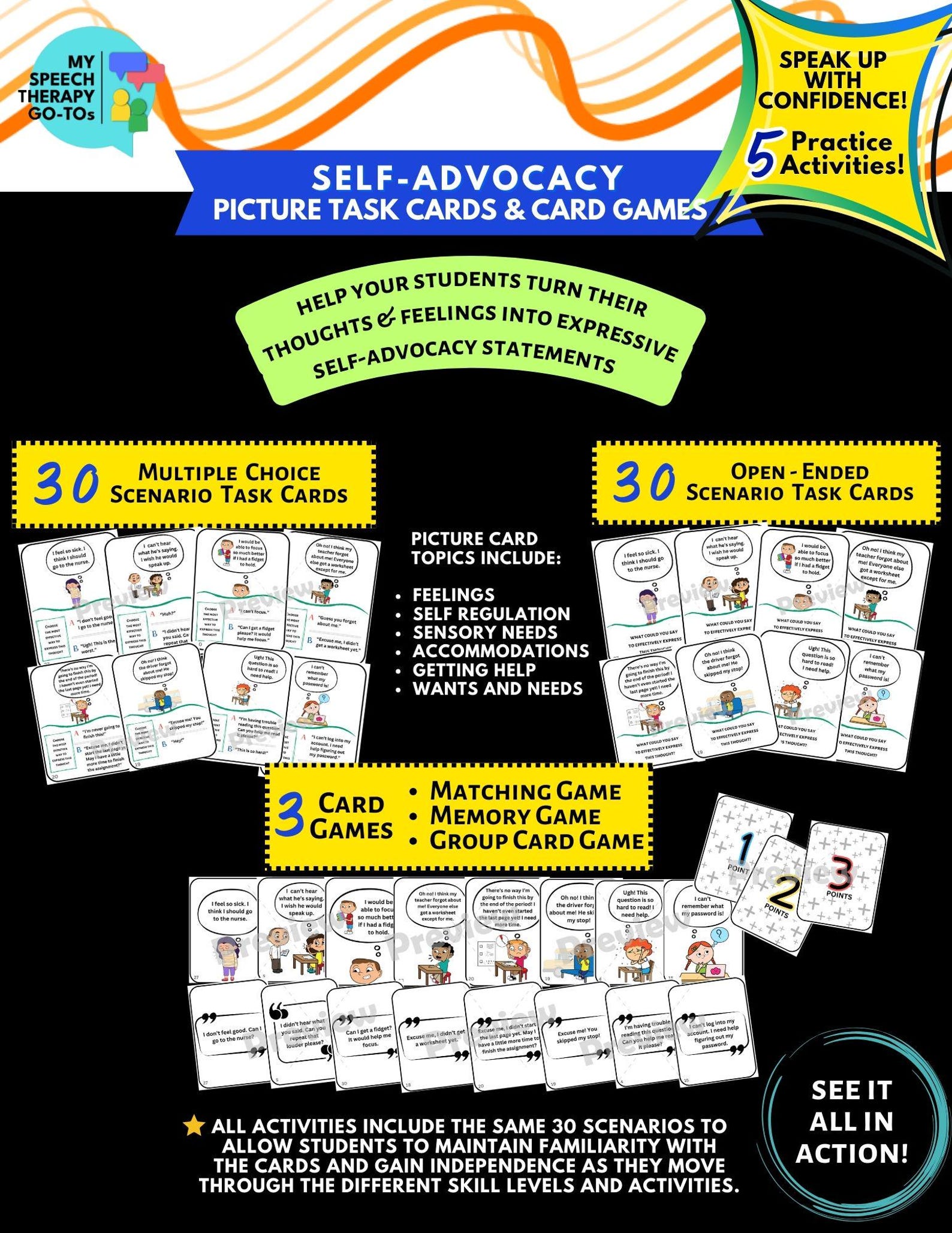 Self-advocacy Activities & Games: Social Problem Solving Scenarios and ...