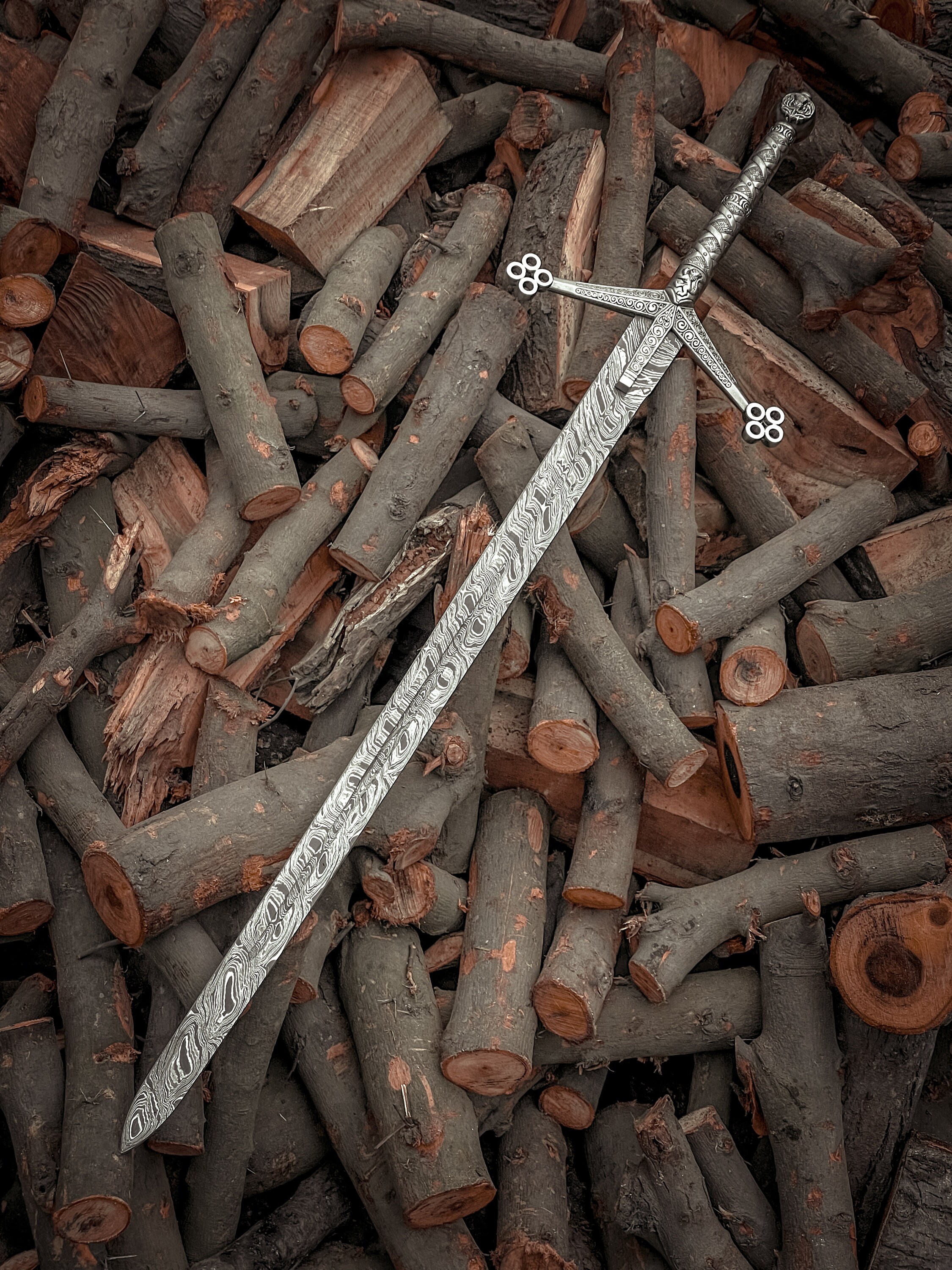 Swords, Handmade Scottish Claymore Damascus Sword, Battle Ready Sword ...