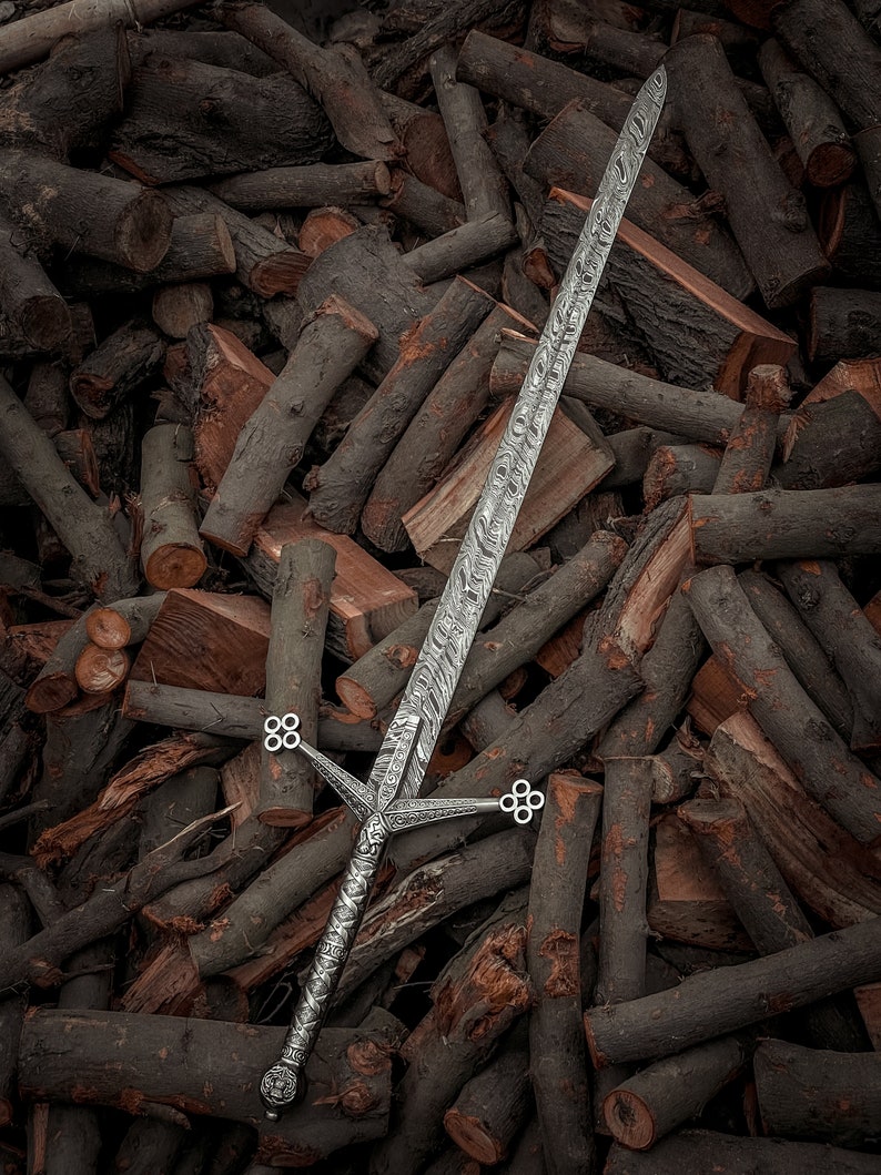 Swords, Handmade Scottish Claymore Damascus Sword, Battle Ready Sword ...