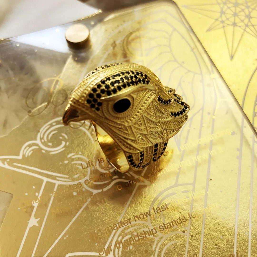 Falcon Ring Stone Engrave Falcon Shape Cocktail Ring Elegant - Etsy