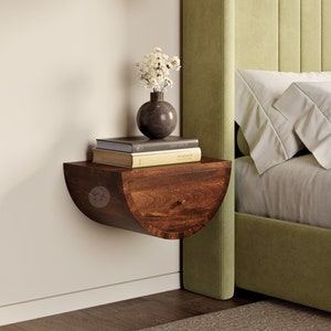 Curved Floating Bedside Table Arch • Mid Century Floating Nightstand ...