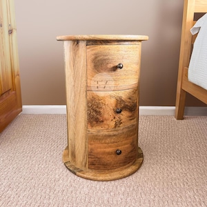 Round Drum Bedside Table Cylinder • Barrel Side Table With Storage ...