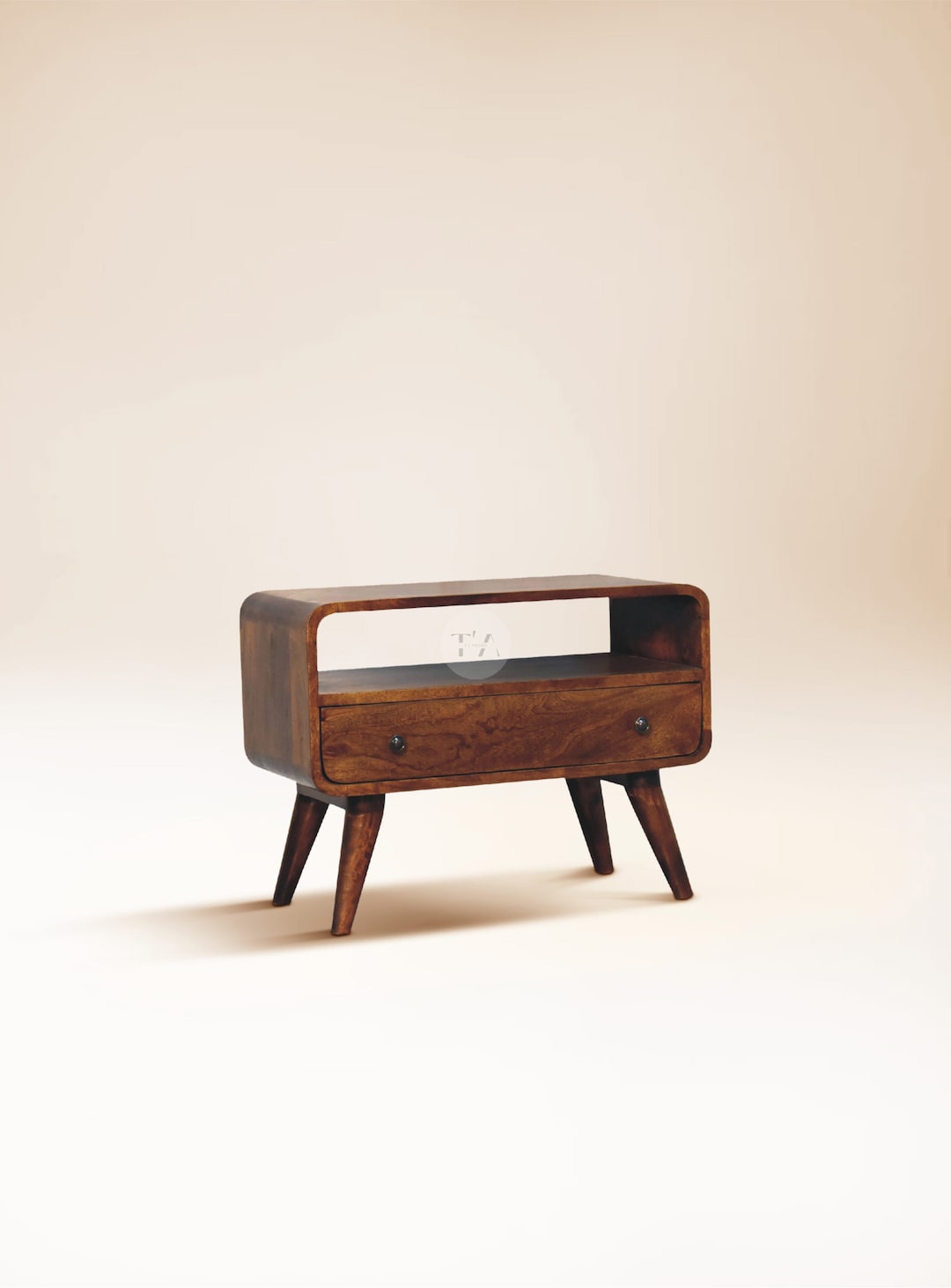 Small Tv Stand Corner Mango Wood Tv Unit for Living Room Mid Century Tv ...