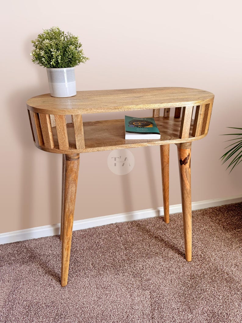 Slim Console Table Oak • Small Console Table Light Wood • Slatted ...