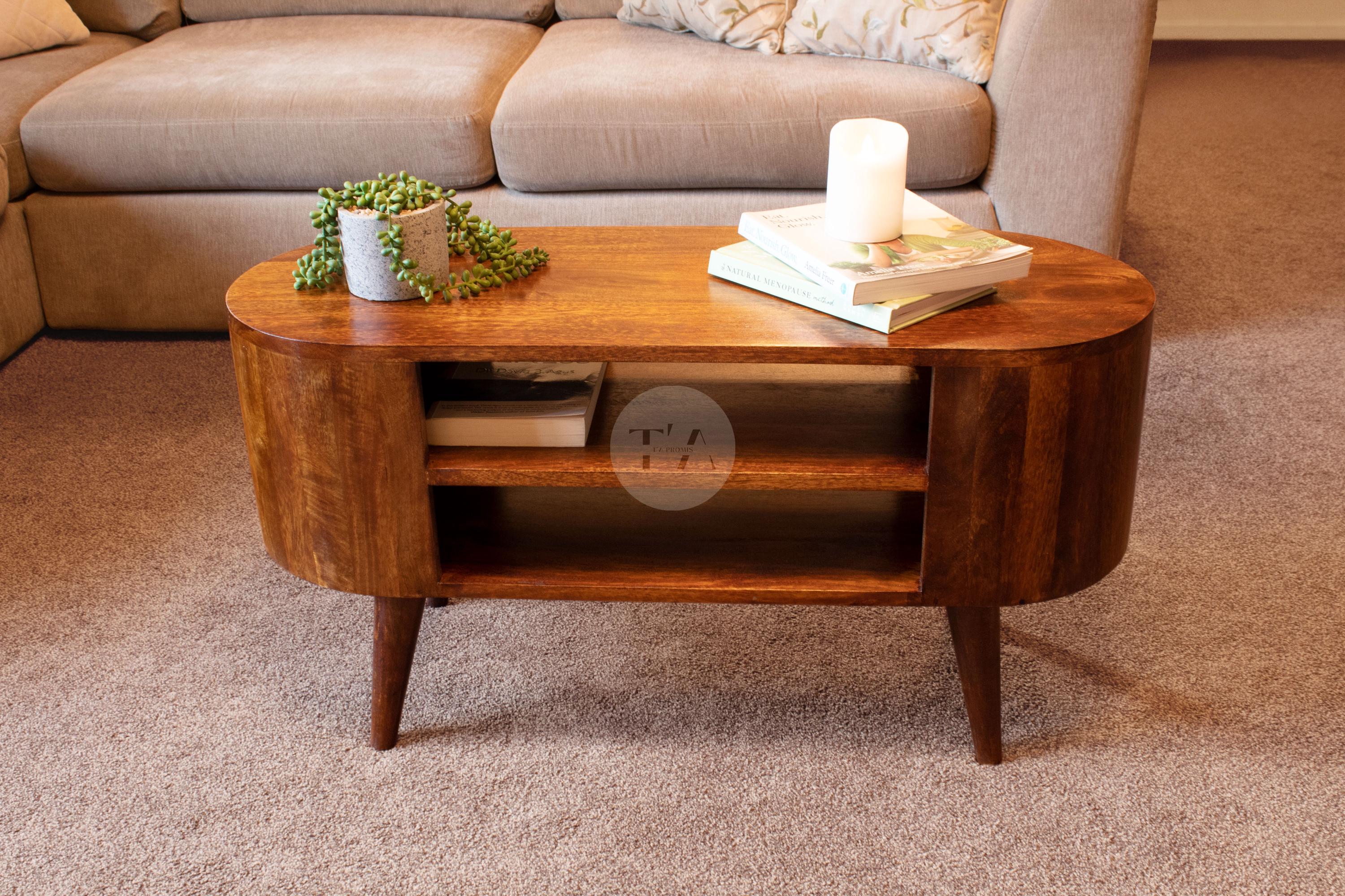 Corner Tv Stand With Two Open Shelves for Bedroom • Retro Tv Unit Round ...