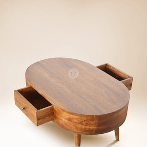 Round Coffee Table Dark Brown Coffee Table Rounded Corner Curved Wooden ...