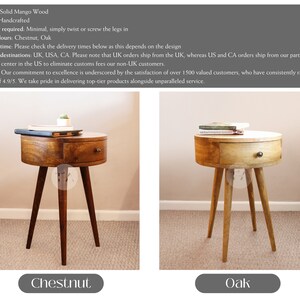 Round Side Table Wood With Drawer • Wooden Side Table Bedroom • Round ...